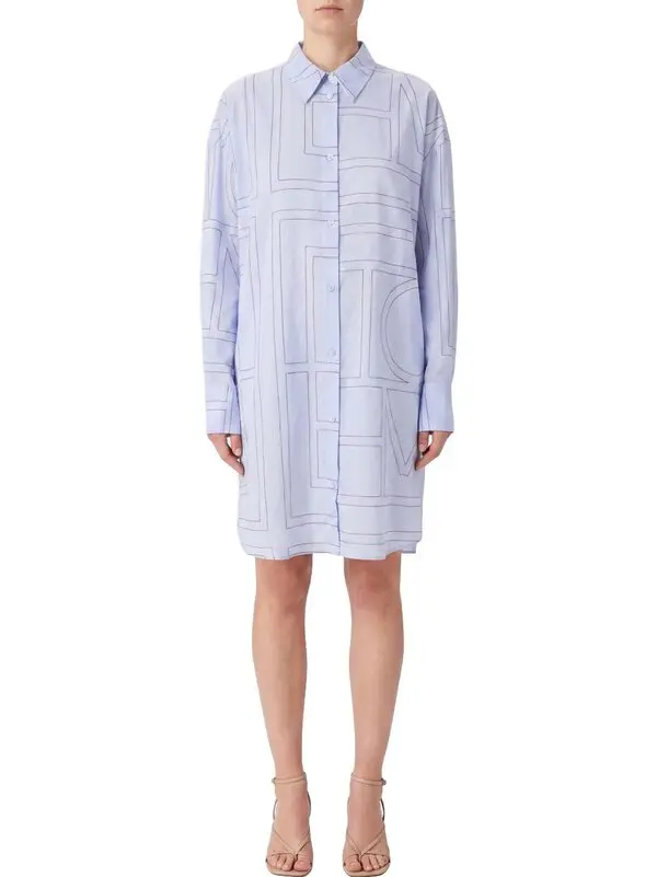 TOTEME Geometric Print Shirt Dress - Blue