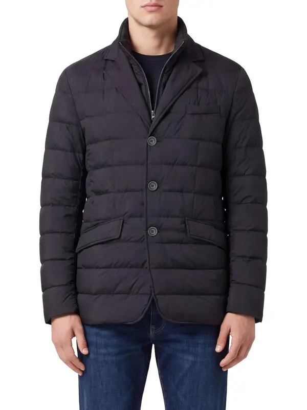 Herno Slim Fit Quilted Nylon Down Blazer With Detachable Bib - Black