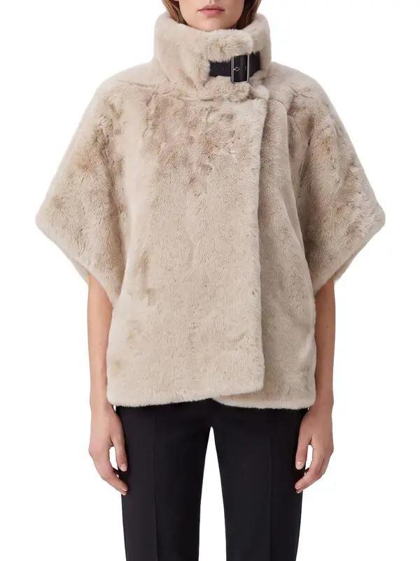 Pinko Comodino Faux Fur Short Coat - Dove Grey