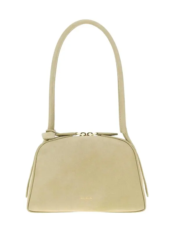 Alaïa Small Le Bouledogue Bowling Bag In Calfskin Leather And Nubuck - Beige