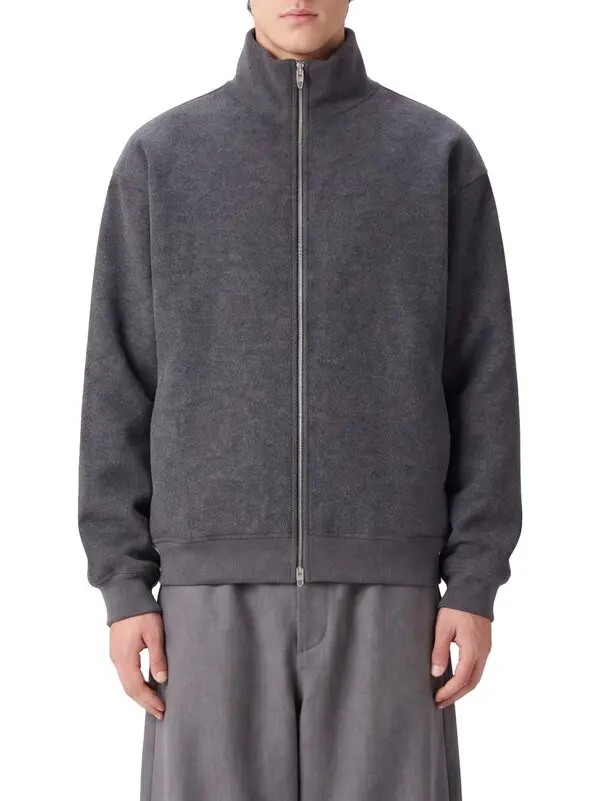 JIL SANDER Water-repellent Wool Knit Bomber Jacket With Two-way Zip - Blue