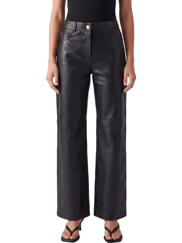 Max Mara Tailored Leather Trousers - Black