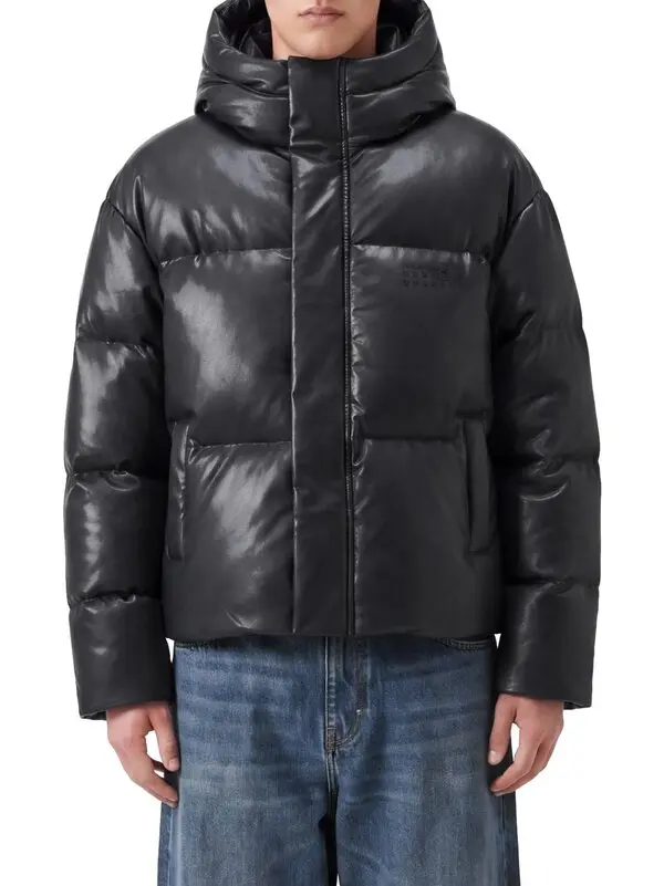 MAISON MARGIELA Hooded Quilted Faux Leather Puffer Jacket - Black
