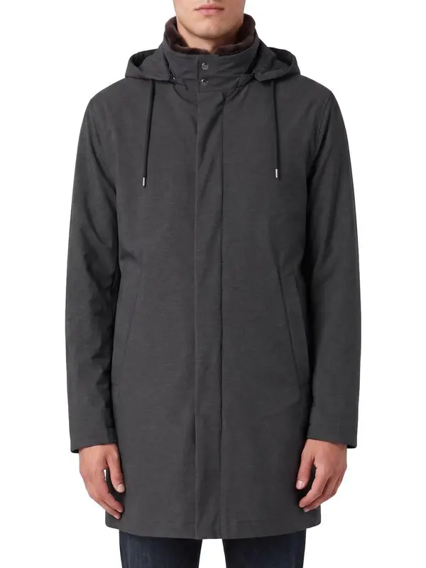 Herno Short Resort Parka In Padded Nylon With Detachable Hood - Grey
