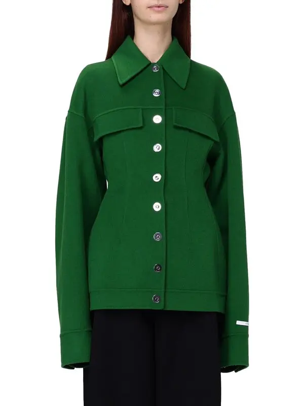 Sportmax Slim Fit Single-breasted Short Coat In Pure Virgin Wool - Olive