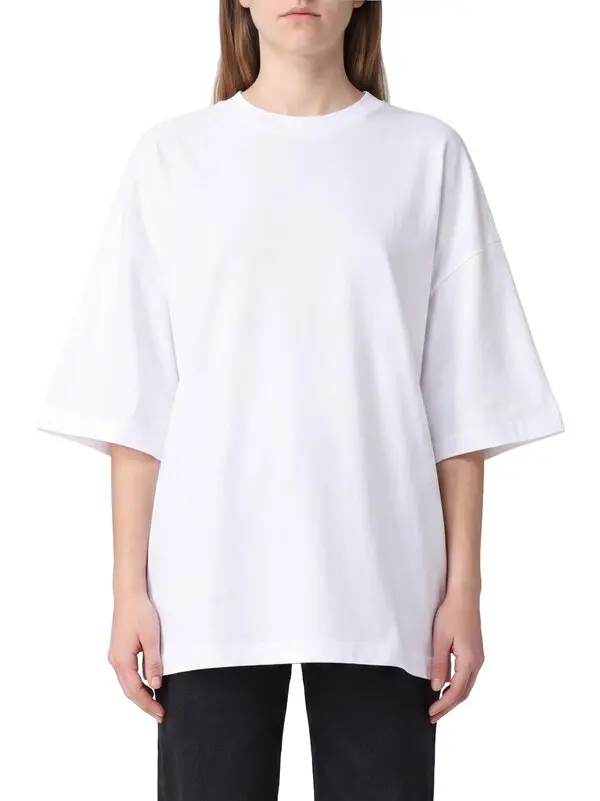 HAIKURE Oversized Cotton T-shirt With Crew Neck And Back Slit - White