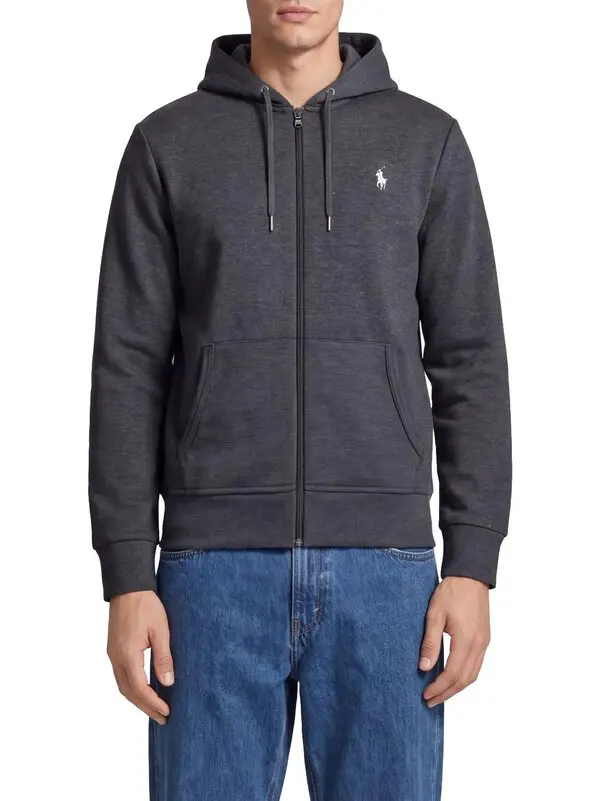 Polo Ralph Lauren Cotton Blend Zip-up Hoodie With Embroidered Pony Logo - Grey