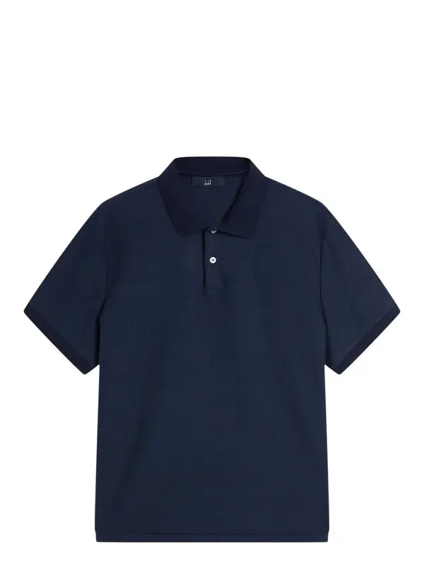 Dunhill Cotton Herringbone Polo Shirt - Navy
