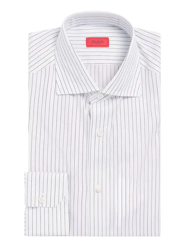 Isaia Cotton-silk Stripe Shirt - White