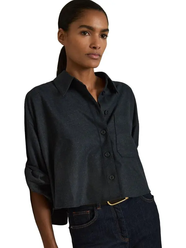 REISS Lenny Shirt Plain - Navy