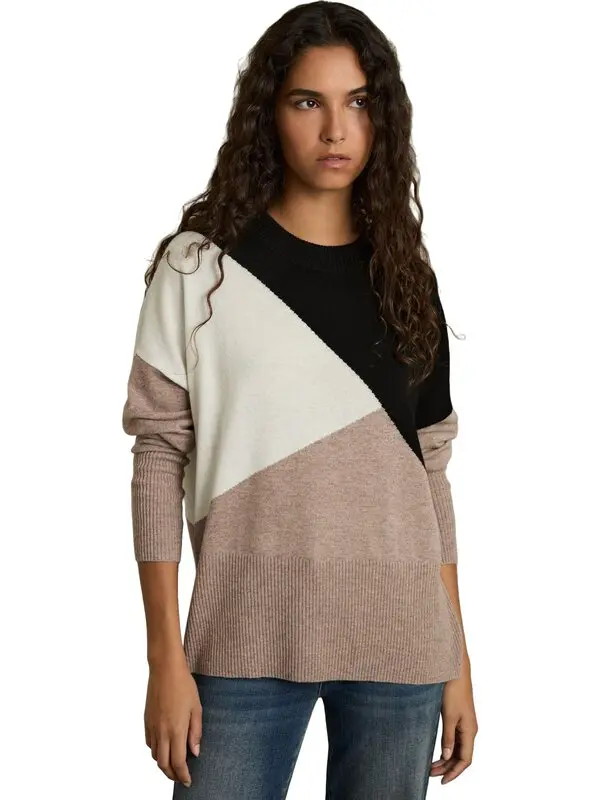 REISS Faye Colourblock Wool And Cashmere Blend Jumper - Camel/black