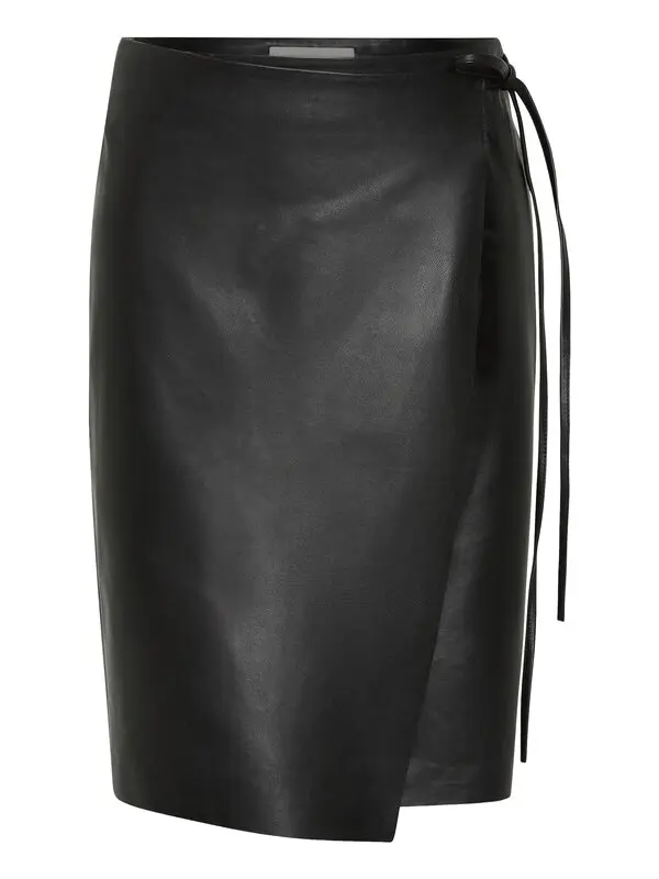 ST. AGNI Leather Wrap Skirt - Black