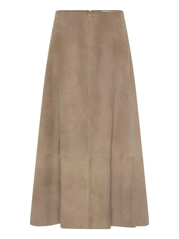 ST. AGNI Suede Full Circle Maxi Skirt - Neutral