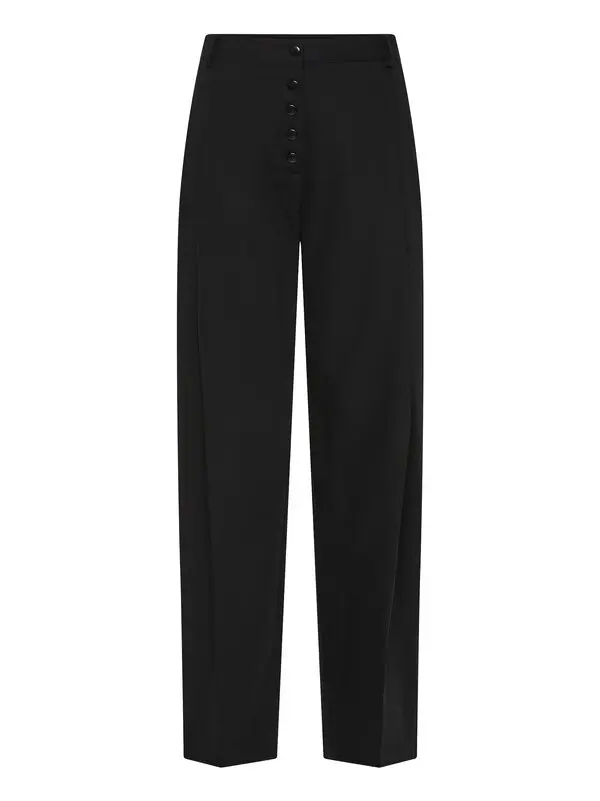 ST. AGNI Button Front Pleat Pants - Black