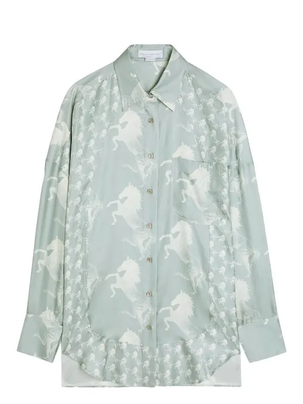 Stella McCartney Horse-print Silk Shirt - Blue