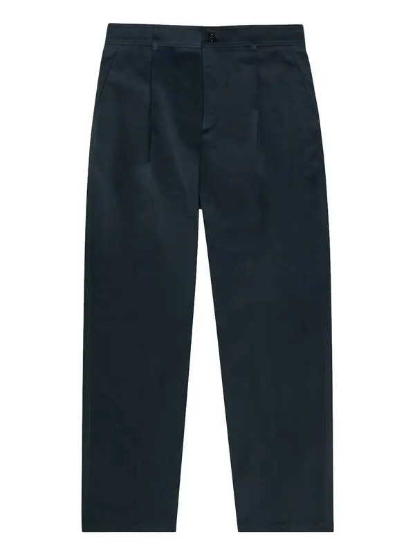 Valentino Garavani Logo-embroidered Cotton Gabardine Trousers - Navy