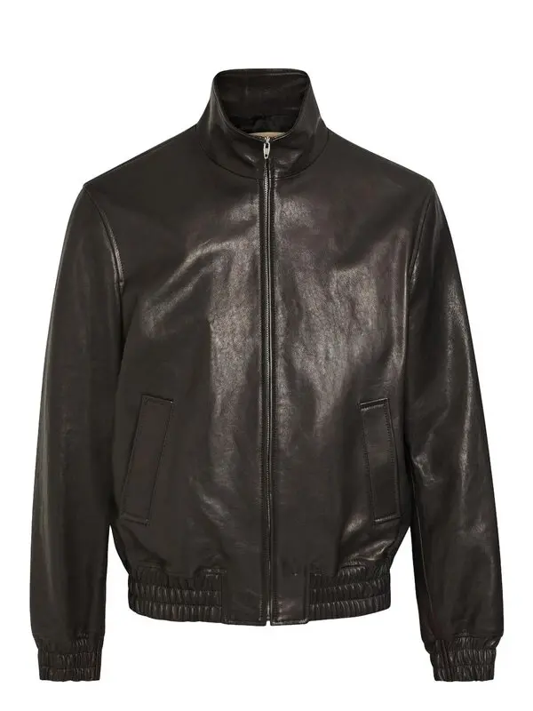Valentino Garavani Funnel-neck Leather Jacket - Black