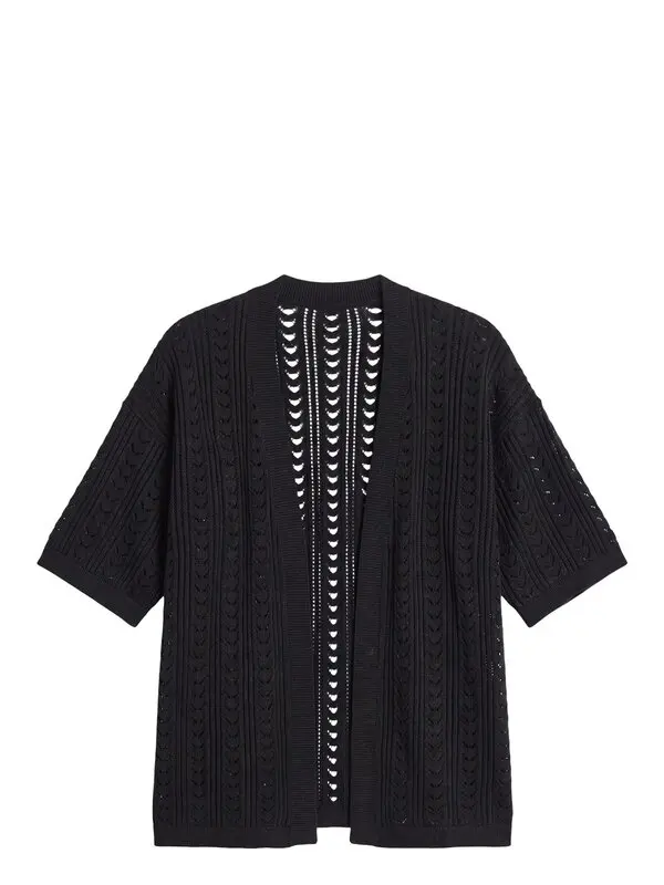 BRODIE CASHMERE Open Stitch Kimono Cardigan - Black
