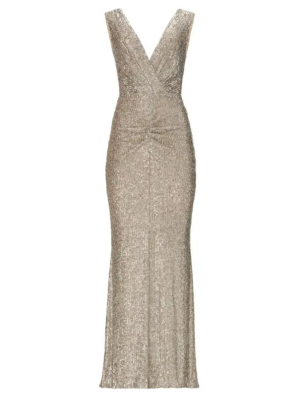 LITA COUTURE All Eyes On You Sequin Gown Dress - Silver