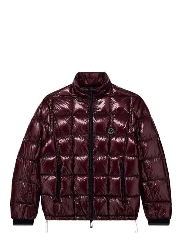 Armani Exchange Quilted Down Jacket With Stand Collar - Red