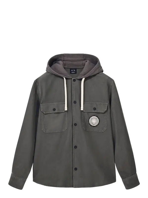 Armani Exchange Oversized Shirt In Cotton Moleskin - Brown