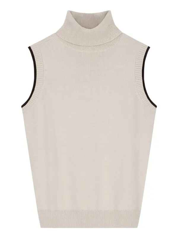 Armani Exchange Slim Fit Knit Top In Viscose Wool And Cashmere - Beige