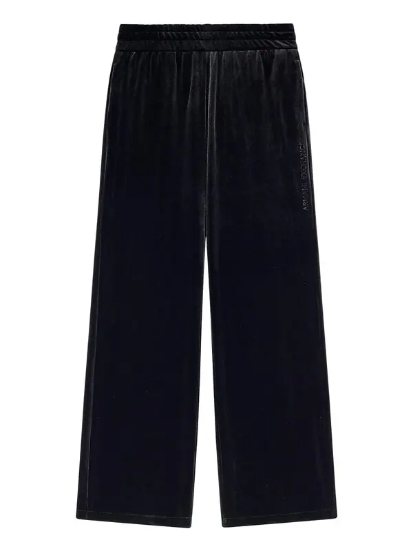 Armani Exchange Regular Fit Trousers In Stretch Velvet - Black