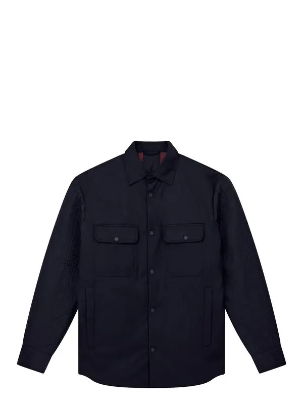 Armani Exchange Blouson Jacket In Stretch Viscose Blend - Navy Blue