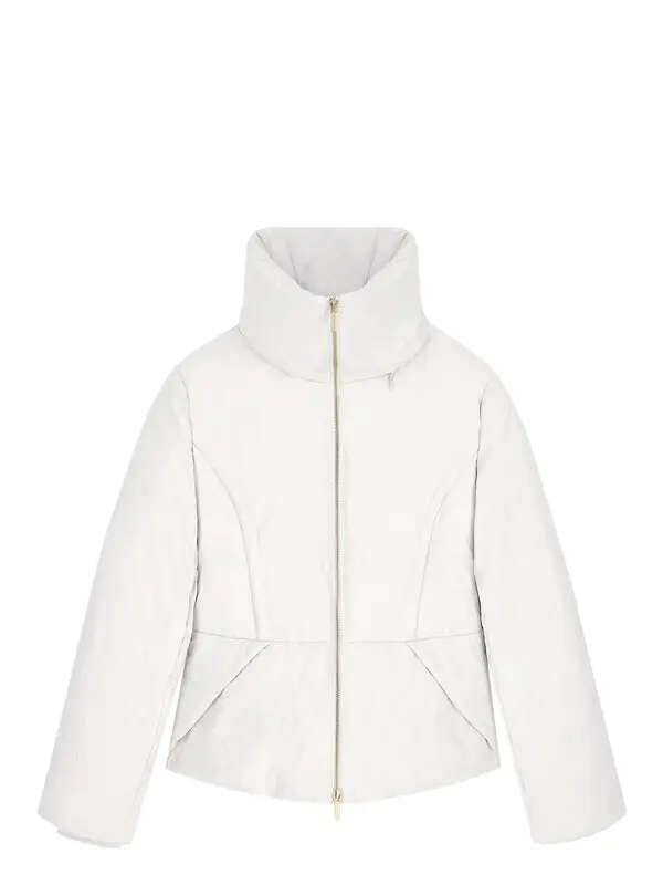 Armani Exchange Crinkle Nylon Down Jacket With Stand Collar - Beige