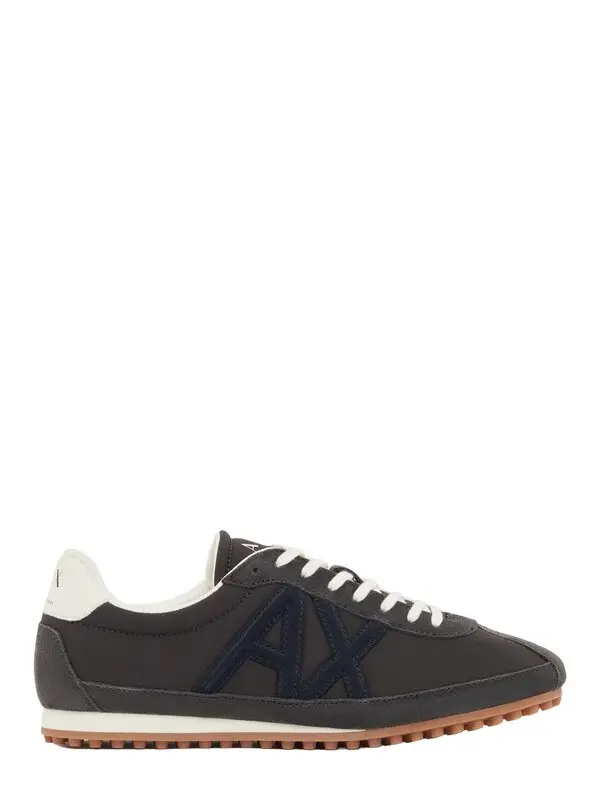Armani Exchange Lace-up Nylon And Suede Sneakers - Brown
