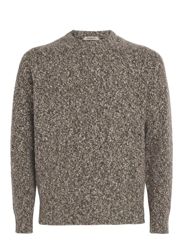 FIORONI CASHMERE Bouclé Crew Neck Sweater - Brown