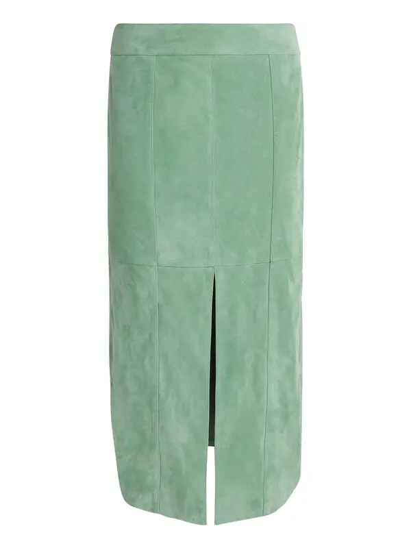 Ulla Johnson Suede Orion Midi Pencil Skirt - Green