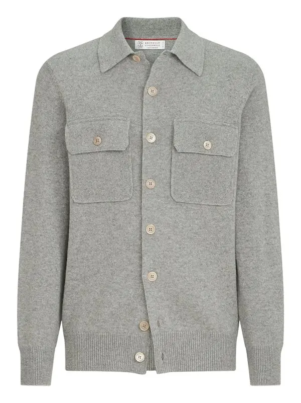 Brunello Cucinelli Cashmere Knitted Overshirt Cardigan - Grey