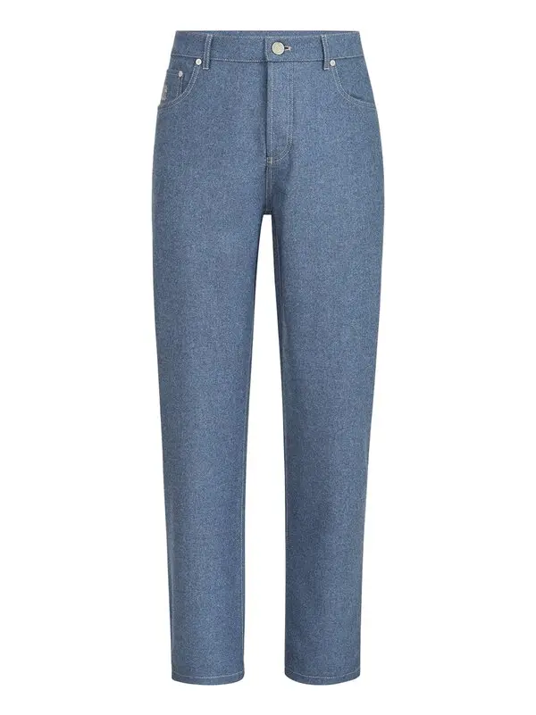 Brunello Cucinelli Virgin Wool Slim Trousers - Blue