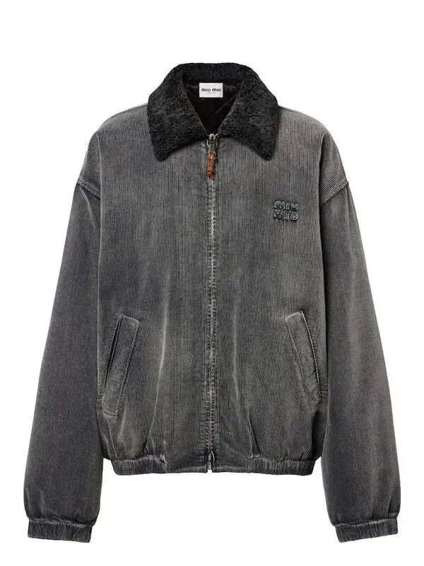 Miu Miu Cotton Corduroy Bomber Jacket - Grey