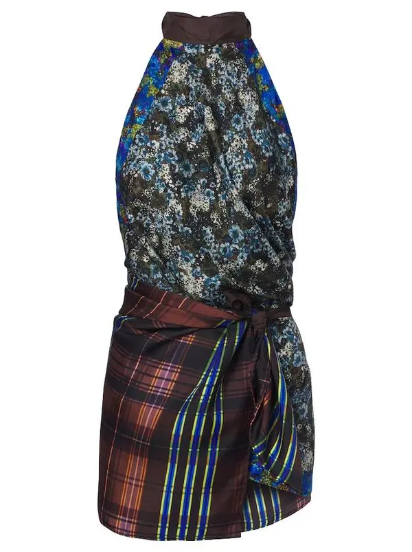 Dries Van Noten Printed Halterneck Silk Twill Top - Multicoloured