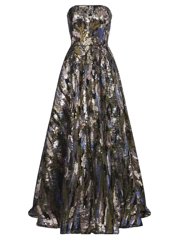 Elie Saab Embellished Silk-blend Bustier Gown - Multicoloured