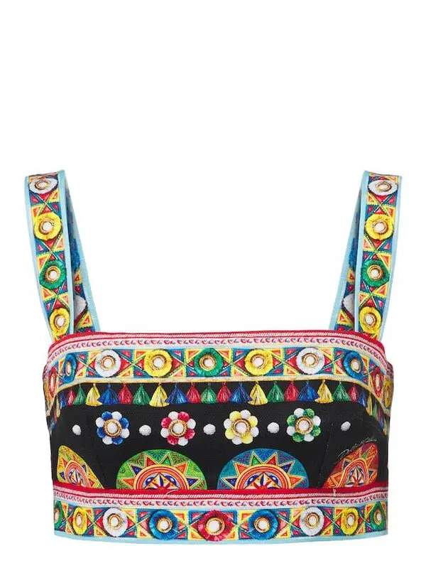 Dolce & Gabbana Carretto Cotton Crop Top - Multicoloured