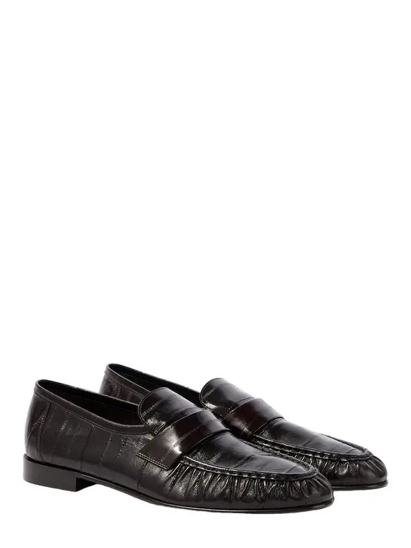 THE ROW Soft Eel Leather Loafers - Brown