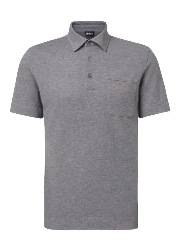 Zegna Cotton Pique Polo Shirt - Grey