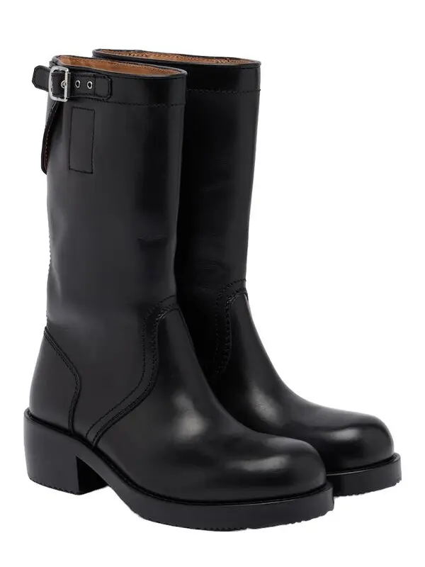 Dries Van Noten Leather Biker Boots - Black