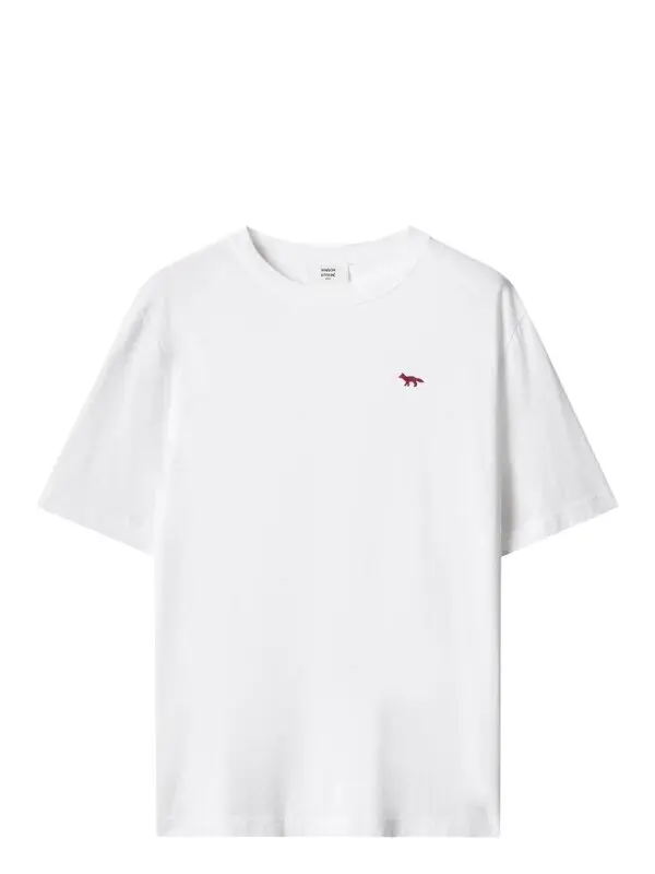 Maison Kitsuné Red Profile Fox Cotton T-shirt - White