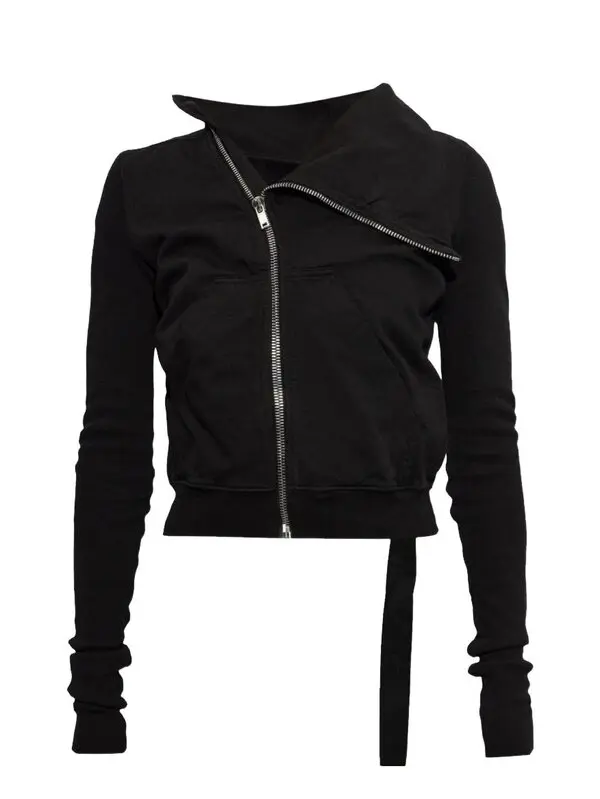 Rick Owens Cotton Zipped Sweatshirt - Black