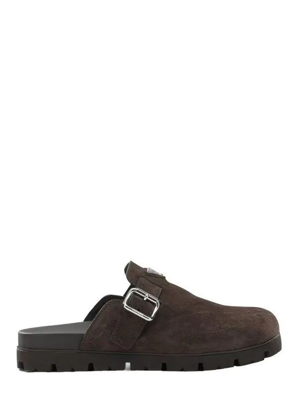Prada Suede Leather Slippers - Brown