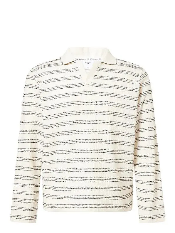 PERCIVAL Laurent Striped Cotton-knit Polo Top - Ecru