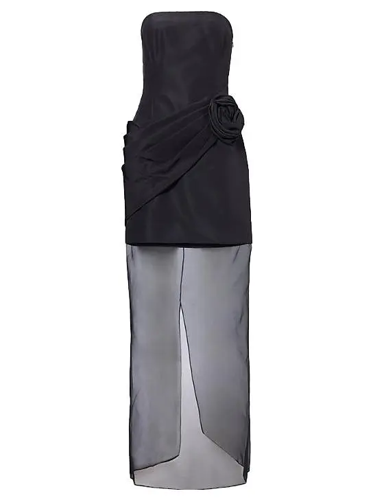 Carolina Herrera Strapless Sheer Silk Maxi Dress - Black