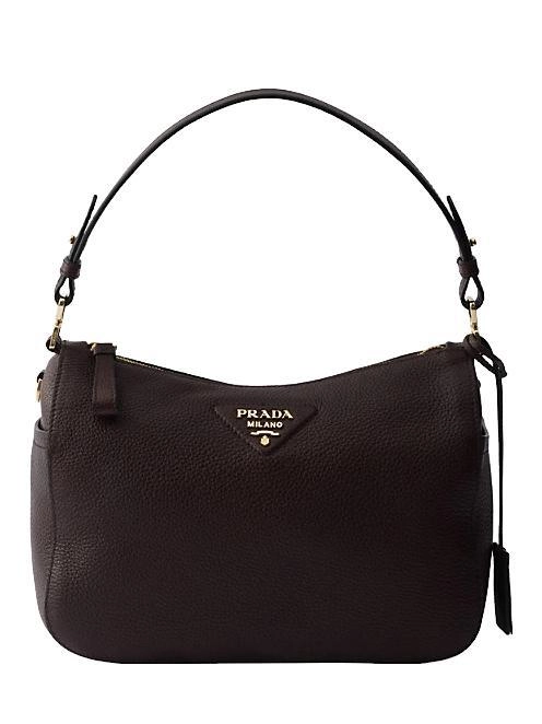 Prada Medium Leather Shoulder Bag - Brown