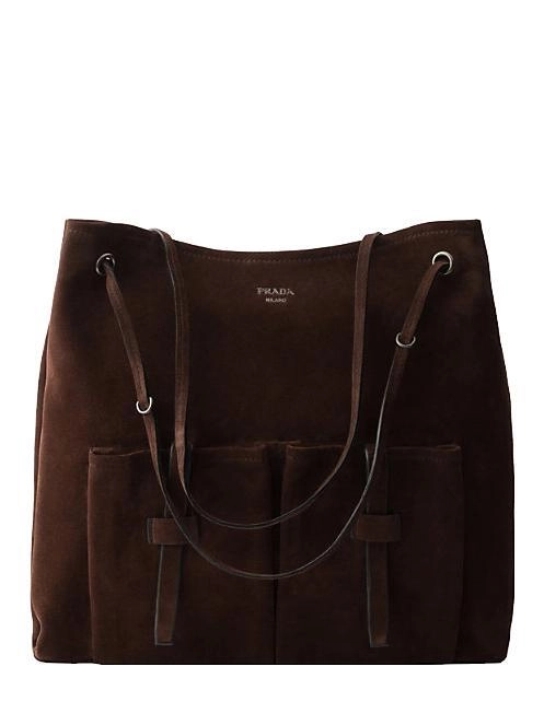 Prada Route Large Suede Bag - Brown