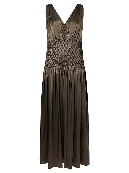 Khaite Nola Silk Maxi Dress - Dark Olive