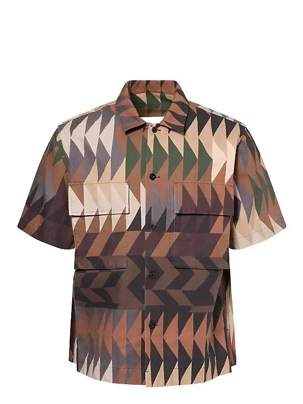 Sacai X A.p.c Quilts Cotton Shirt - Brown Multi